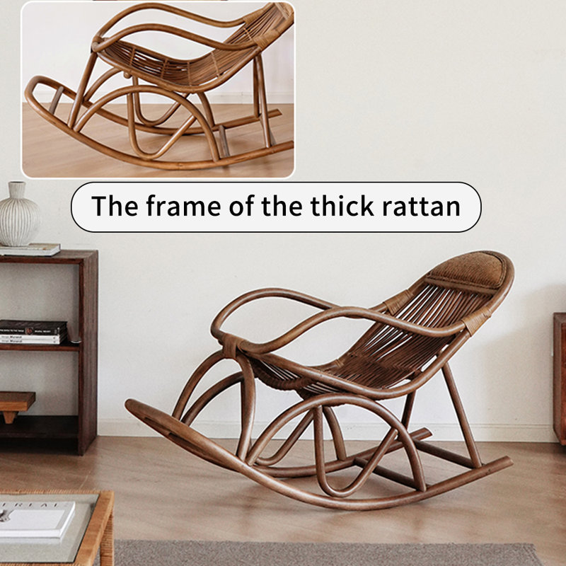 wangling hone Sturdy Ergonomic Upholstered Rattan Rocking Chair | Wayfair