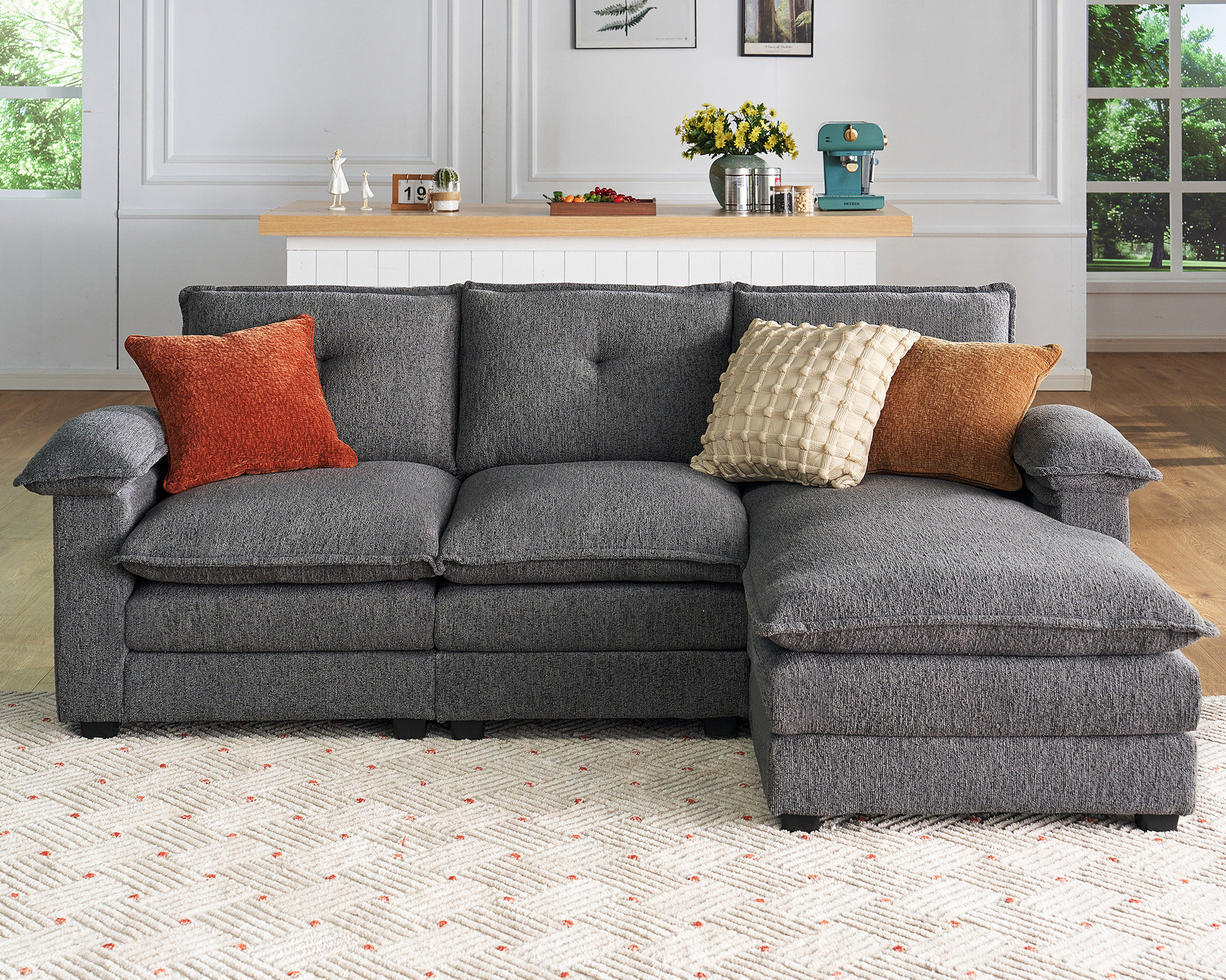 Latitude Run® Modular L Shaped Couch, Oversized Sectional Couch- Double ...