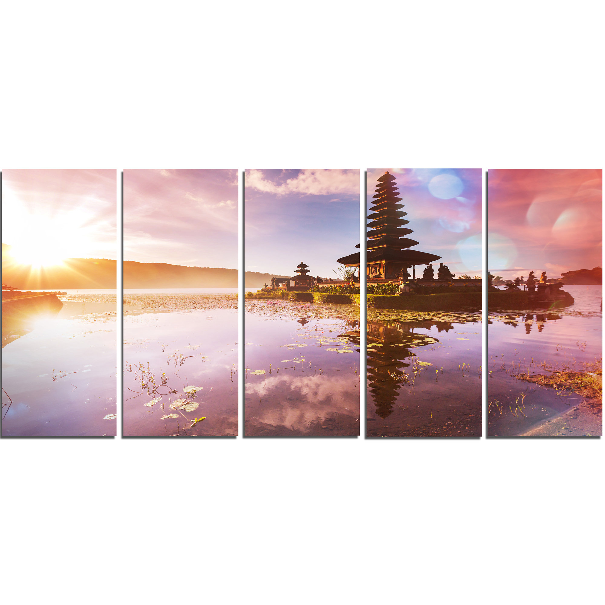 Design Art 'Beautiful Ulun Danu Temple' 5 Piece Photographic Print on ...