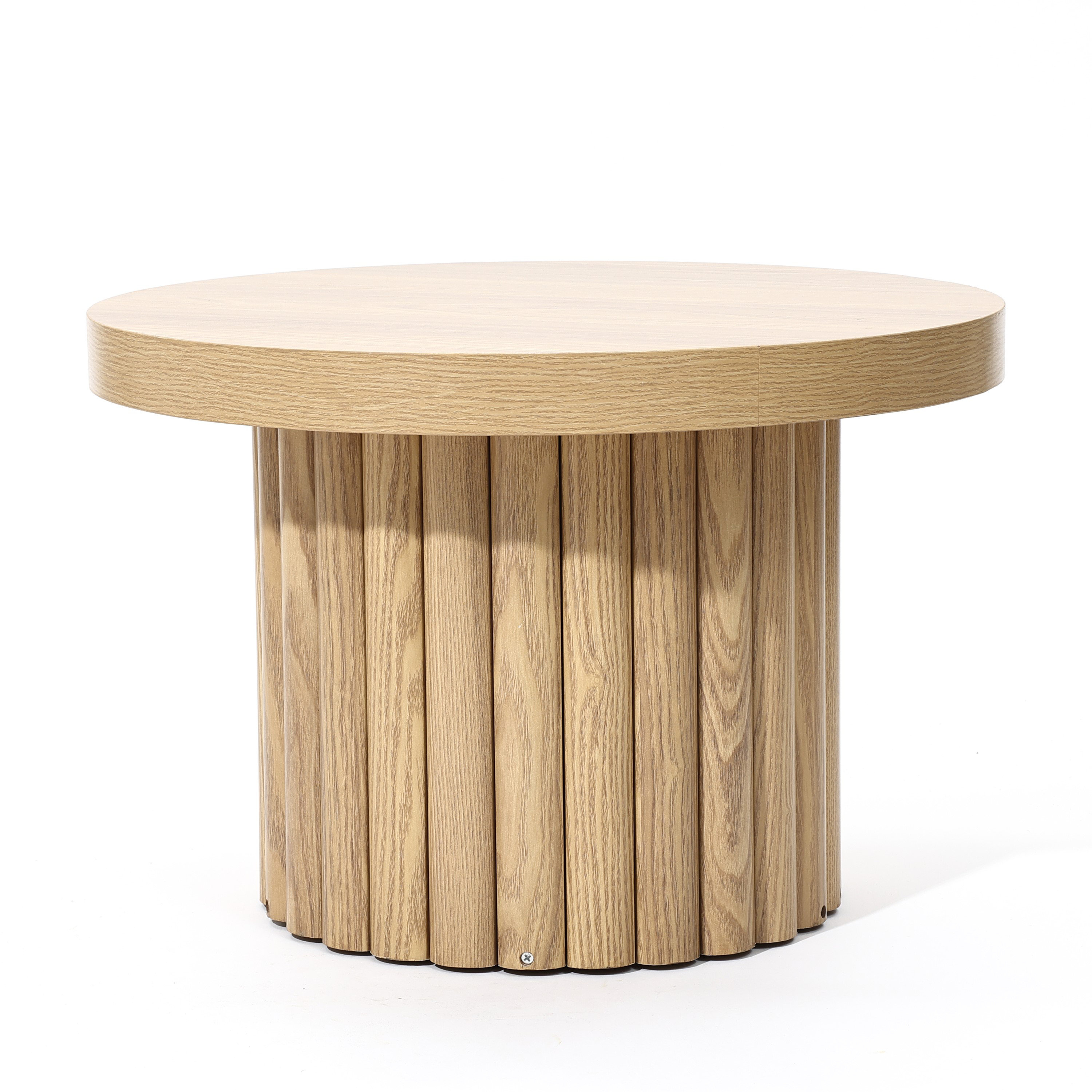 Millwood Pines Crystopher Natural Wood Fluted Round Coffee Table ...