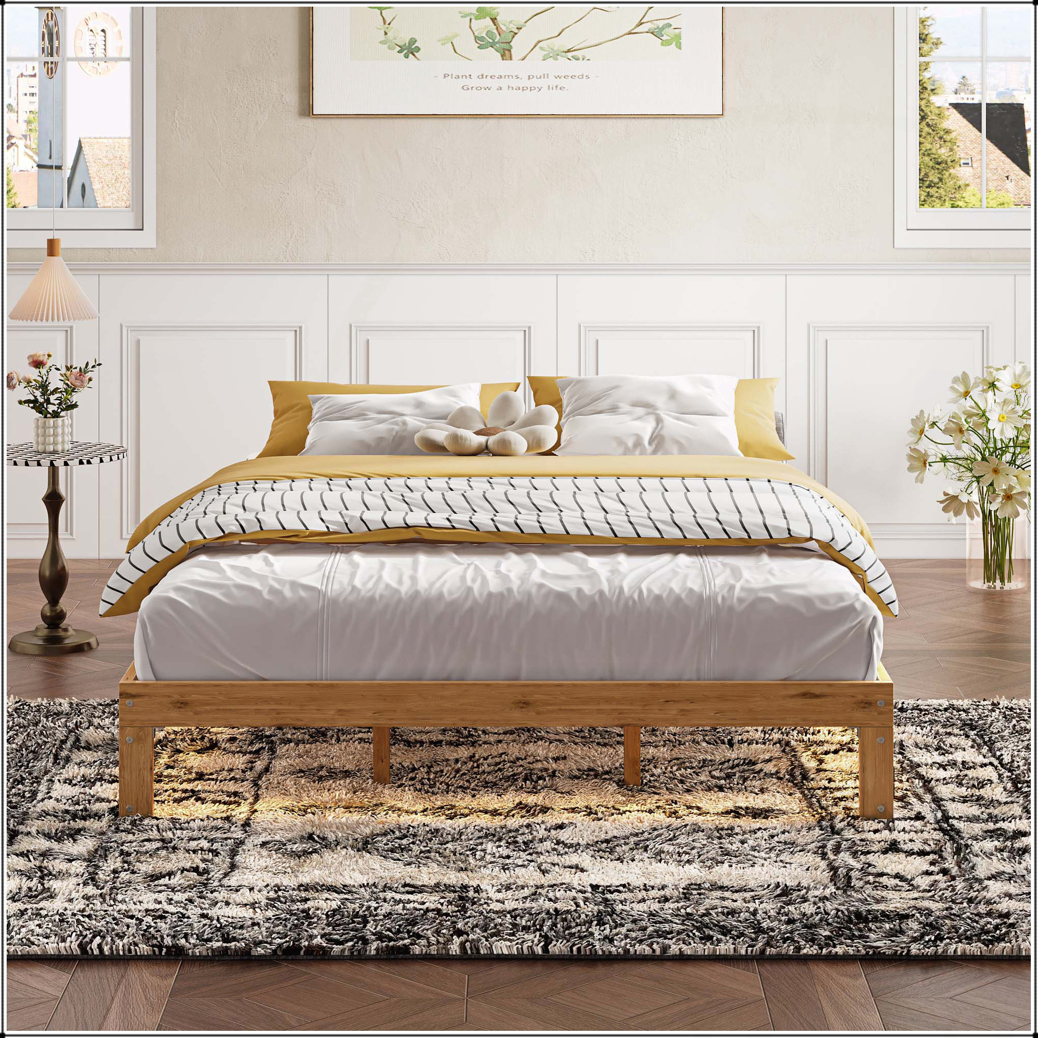 Ebern Designs Sturdy and Versatile Queen Size Wood Platform Bed for ...