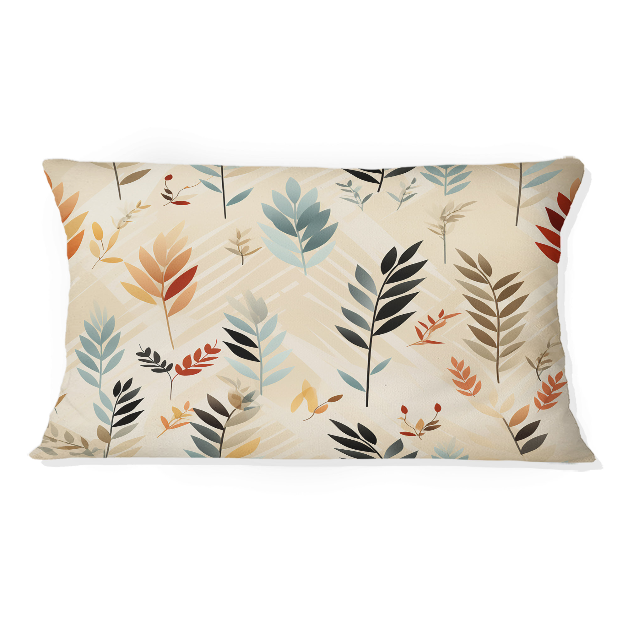 Design Art Soft Beige Warm Brown Ferns Pattern - Floral Printed Throw ...