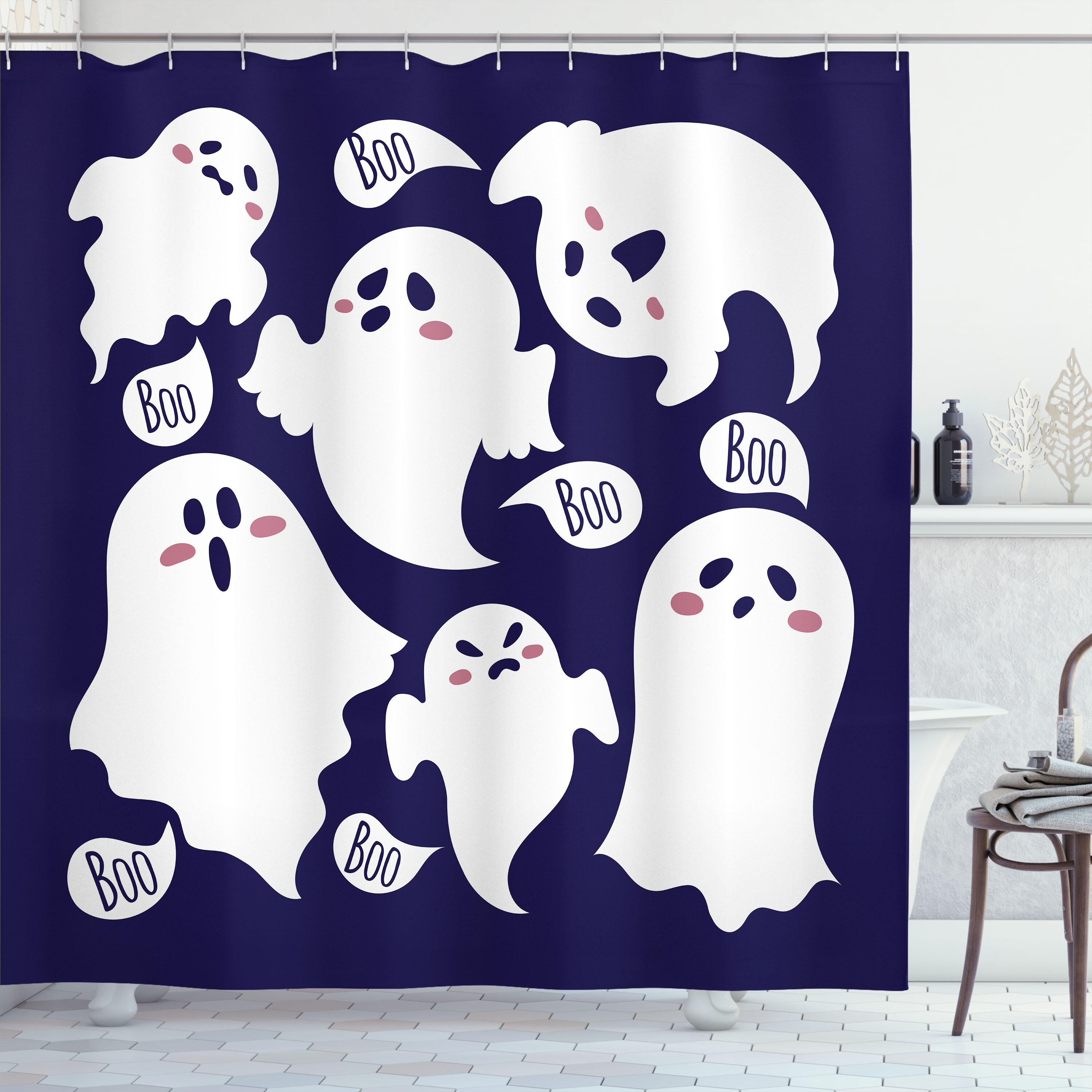 Latitude Run® Ghost Shower Curtain Scary Ghost Characters Boo Dried ...