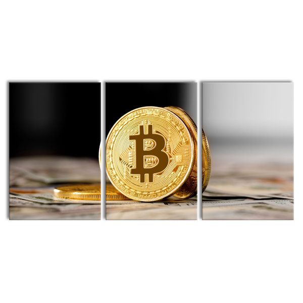 Latitude Run Bitcoins BTC Dollar Bill - Wrapped Canvas Print | Wayfair ...