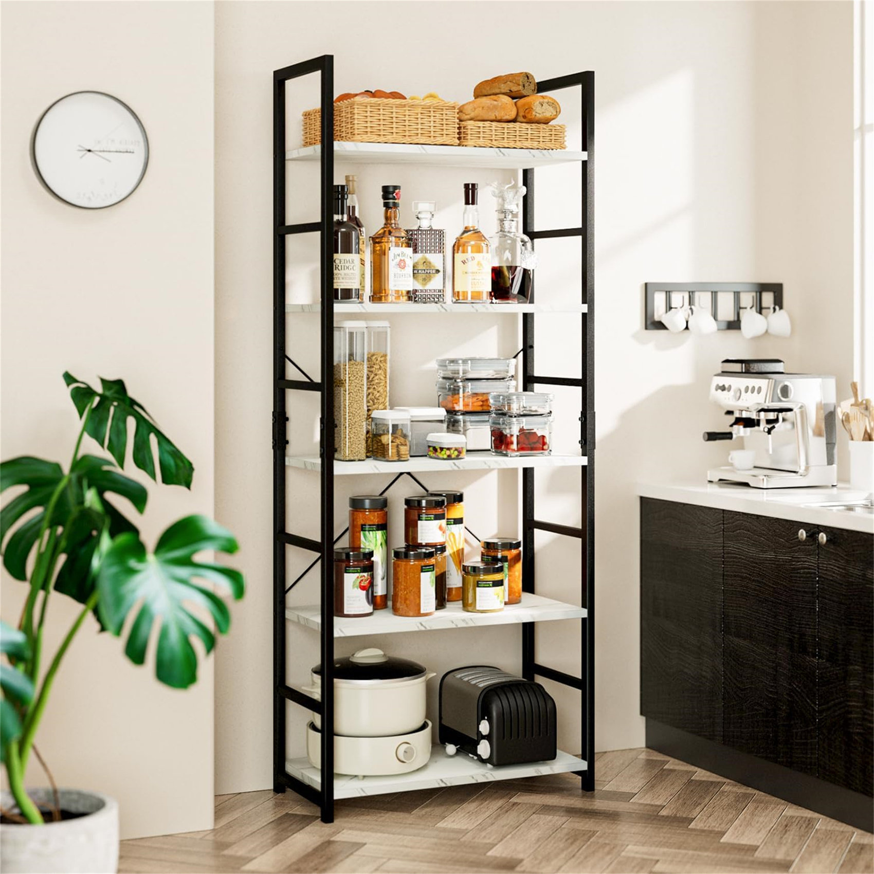 Latitude Run® 5-Tier Bookrack, Tall Storage Rack Shelf Book, Modern ...