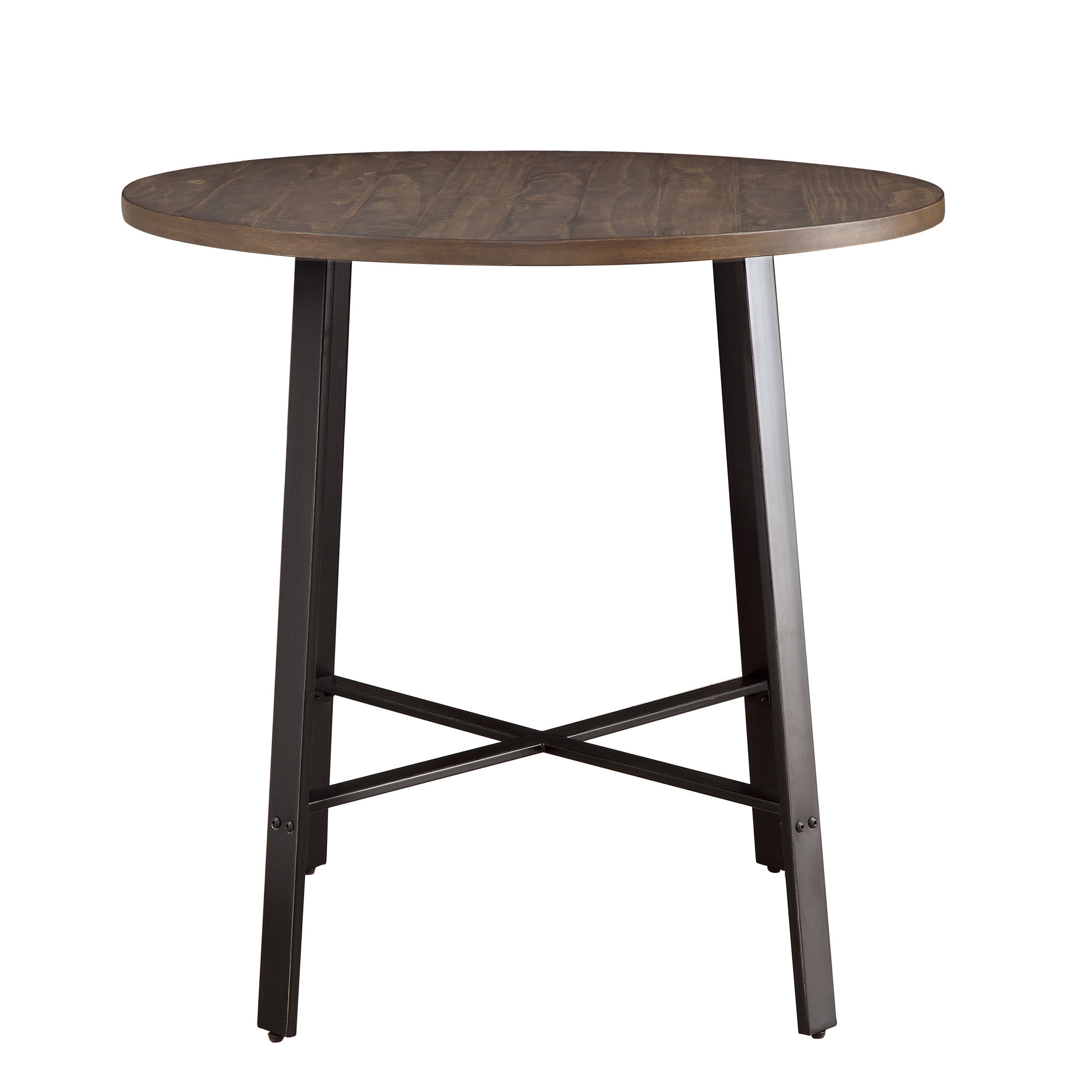 17 Stories 1Pc Round Counter Height Table Gray Metal Finish Rustic ...