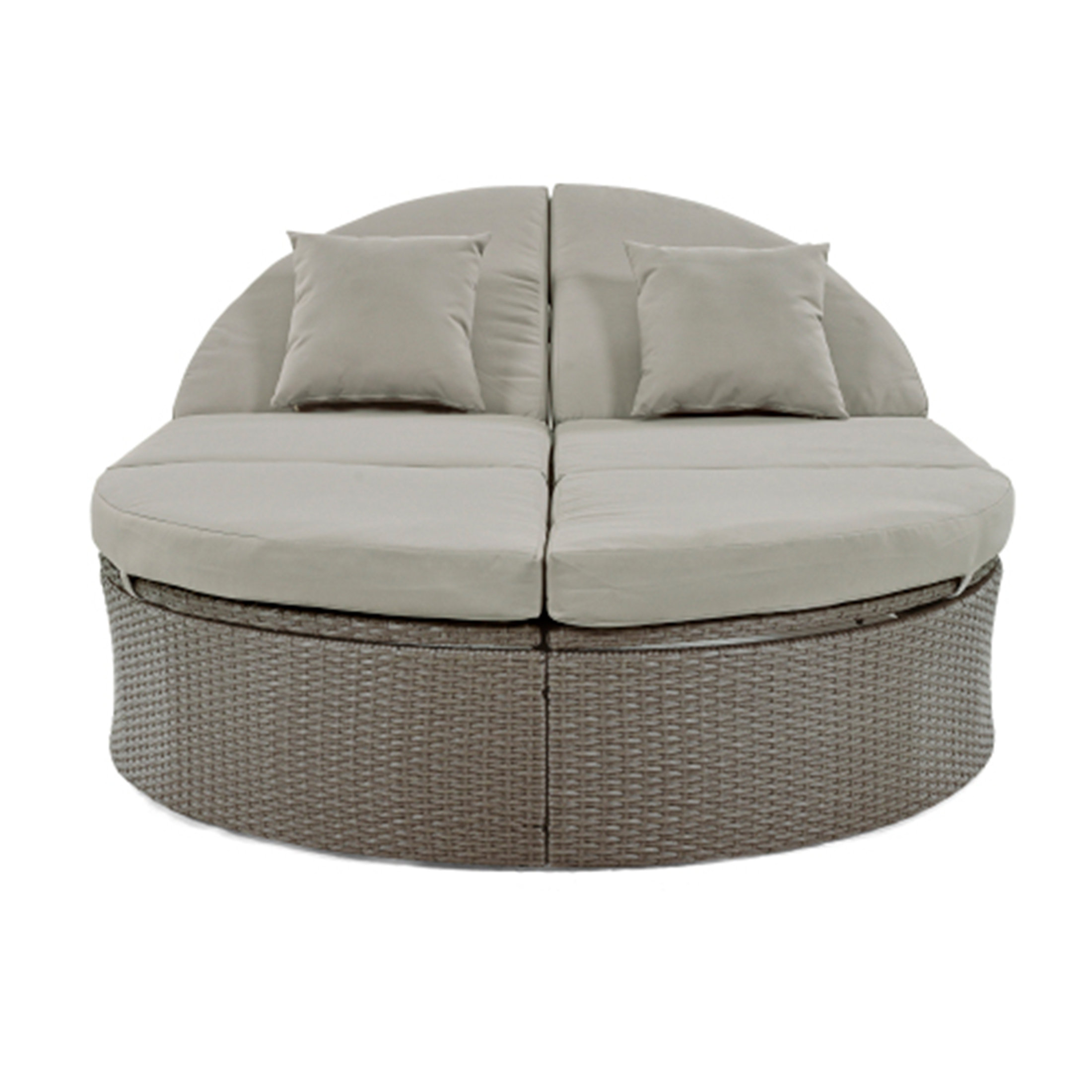 Hokku Designs Outdoor 2-Person Rattan Garden Reclining Chaise Lounge ...
