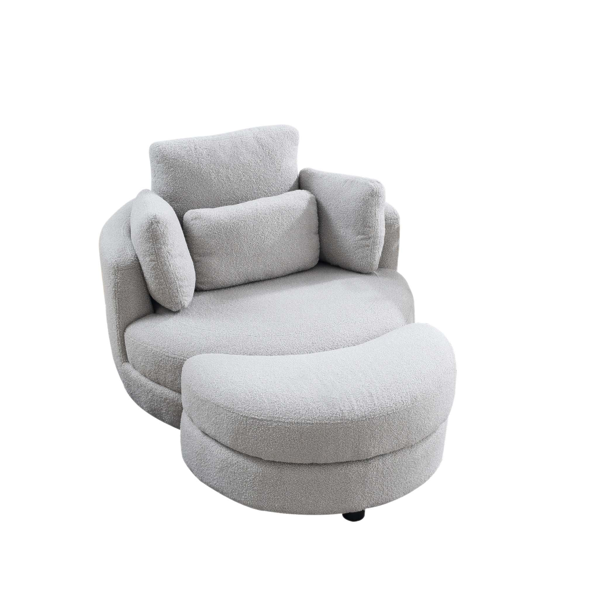 George Oliver 39 Inch Wide Swivel Chair with Moon Storage Ottoman ...