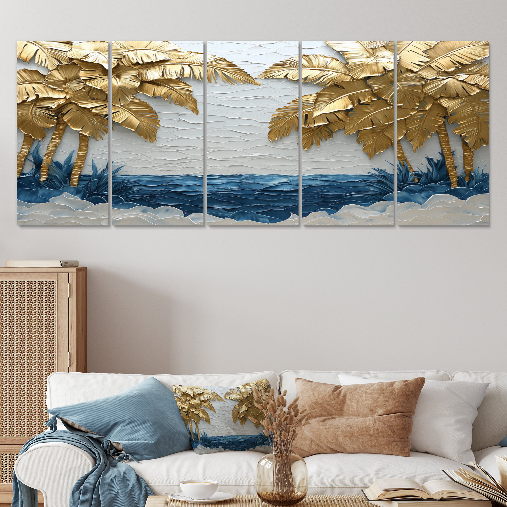 Bay Isle Home™ Golden Aqua Palms On The Bach II - Aqua Art ...