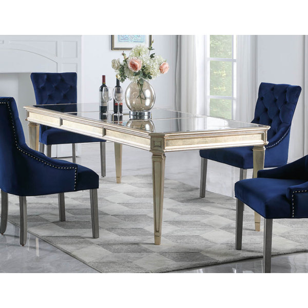 Rosdorf Park Manan Glass Top Solid Wood Base Dining Table & Reviews ...
