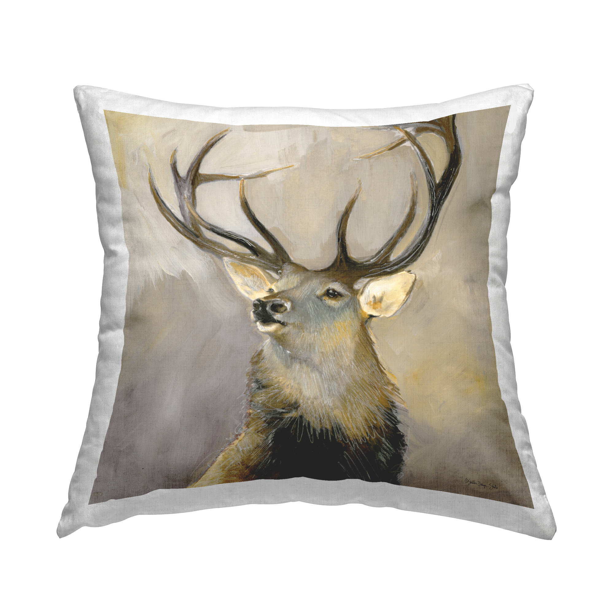 Stupell Industries Stoic Elk Nature Portrait Printed Throw Pillow ...
