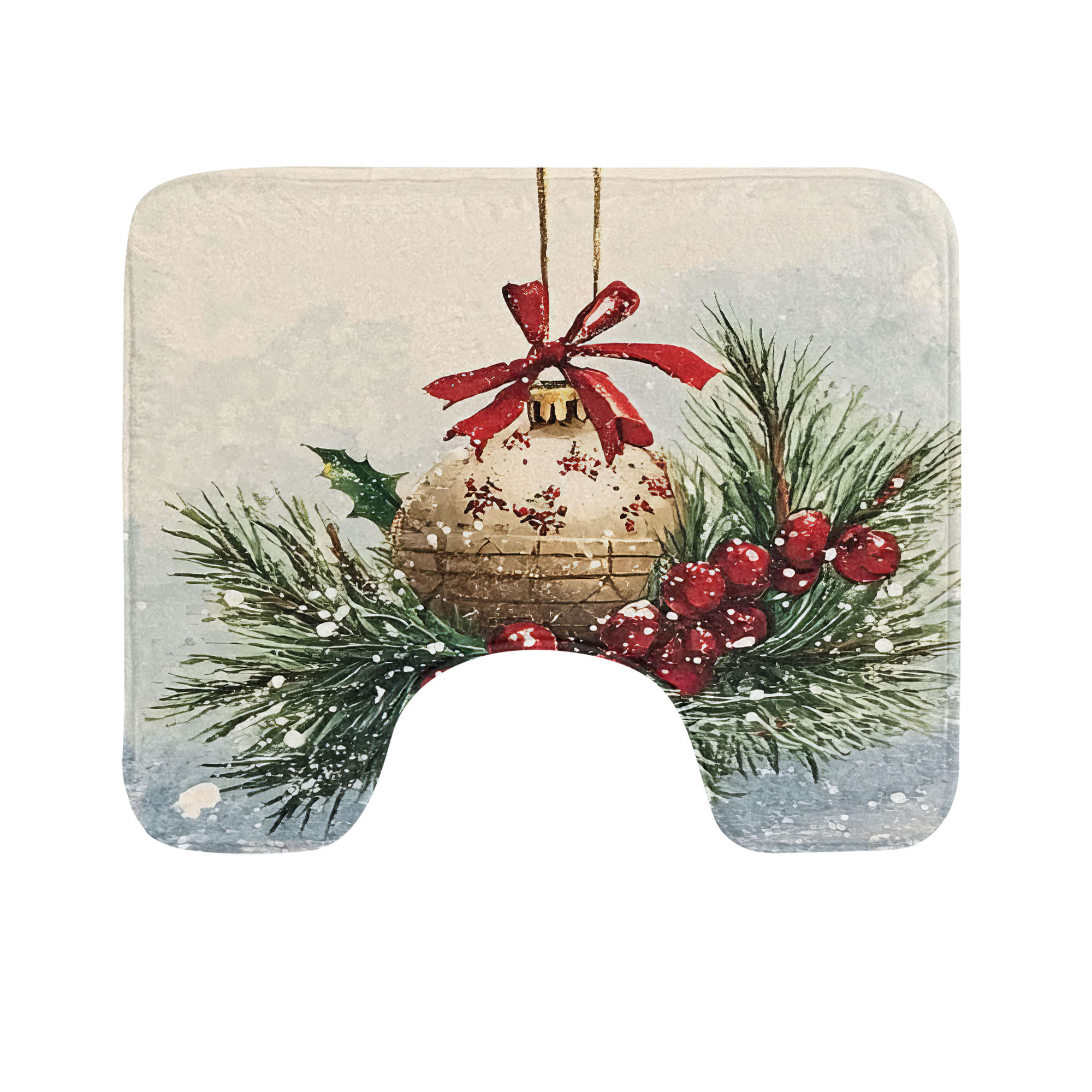 Dakota Fields Christmas Toilet Mat U-Shape Bathroom Rug 20" Raspberry ...