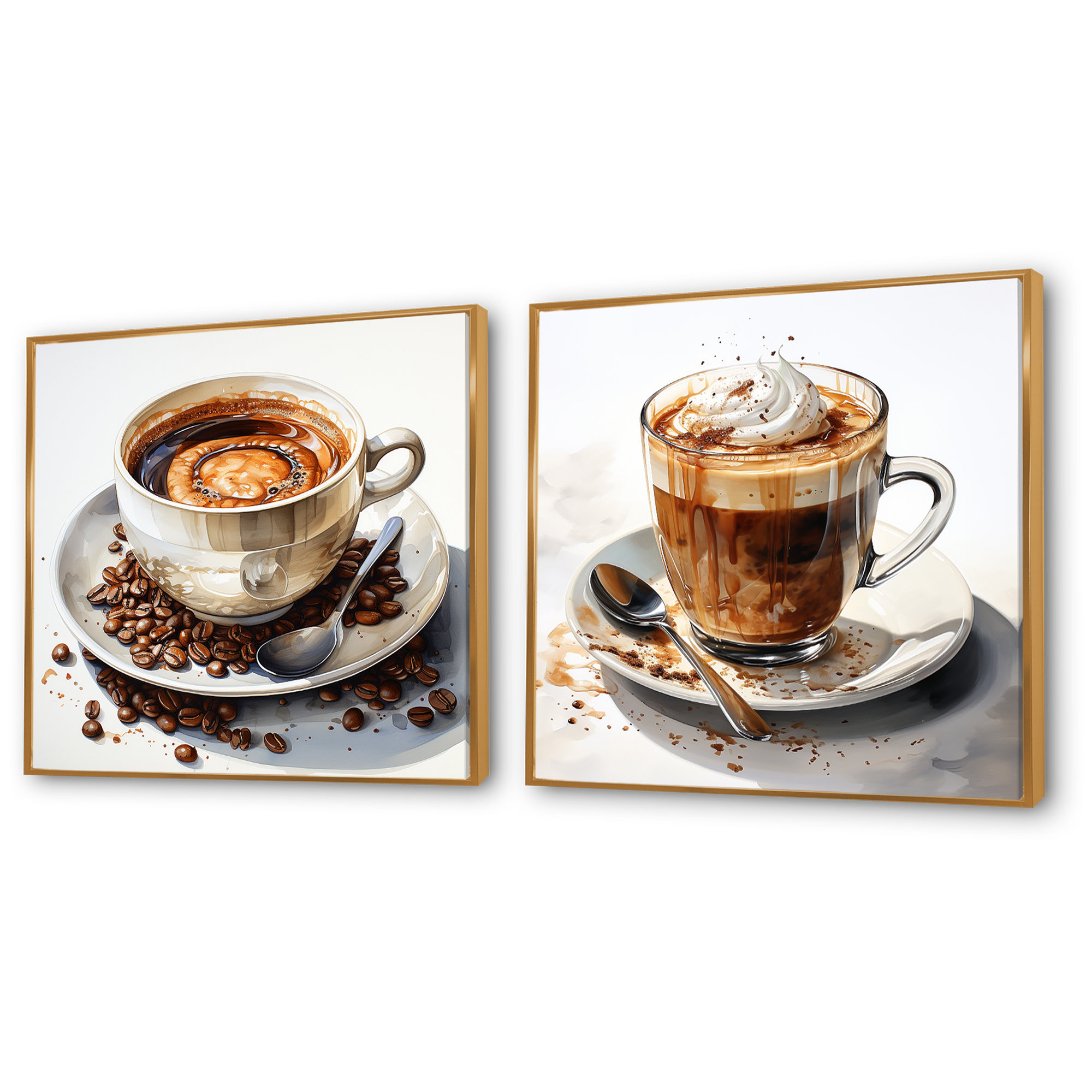 Winston Porter Brown Watercolor Espresso I - Coffee Canvas Art Print Set Of 2 | Wayfair