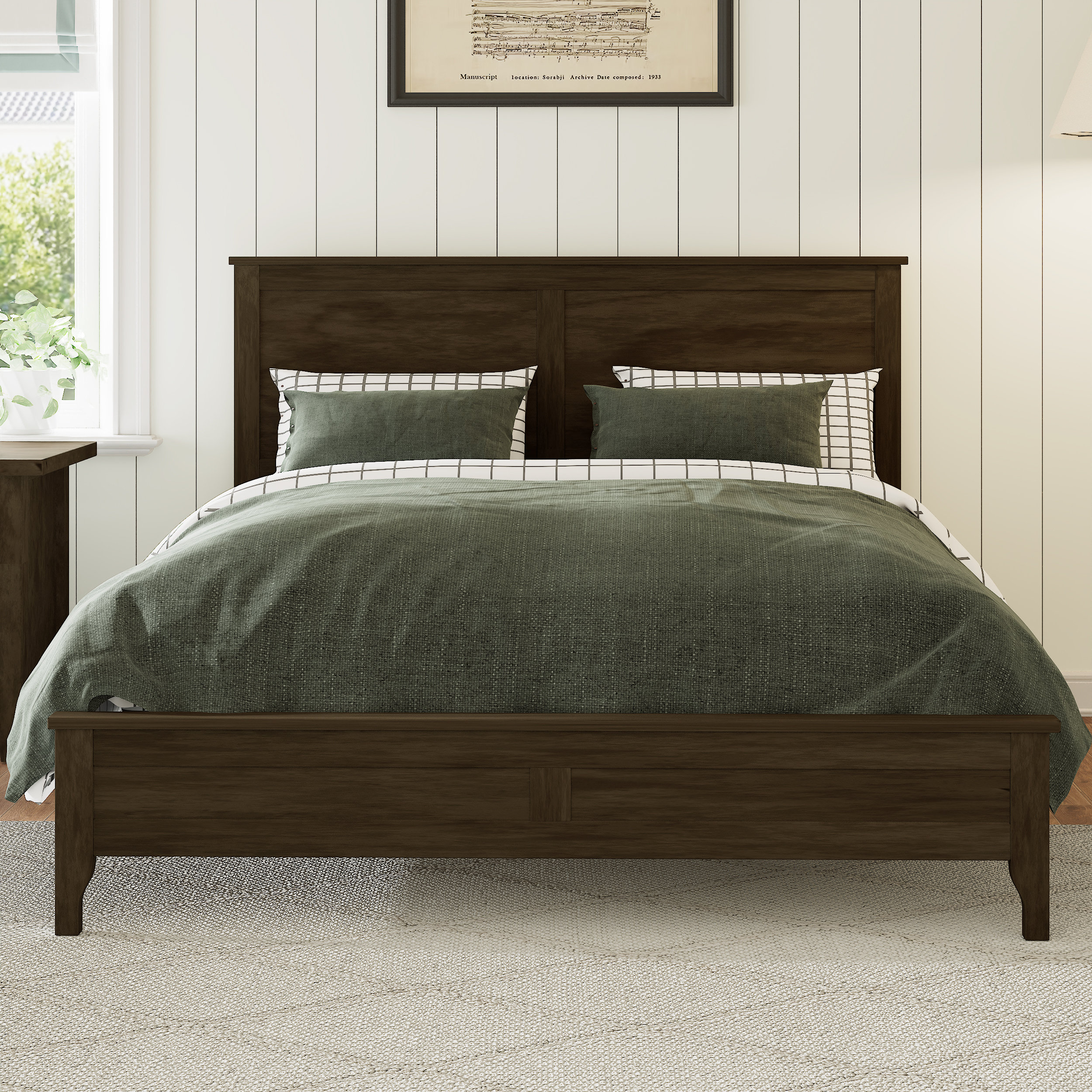 Bitwise Techie Modern Solid Wood Full Size Platform Bed With Headboard