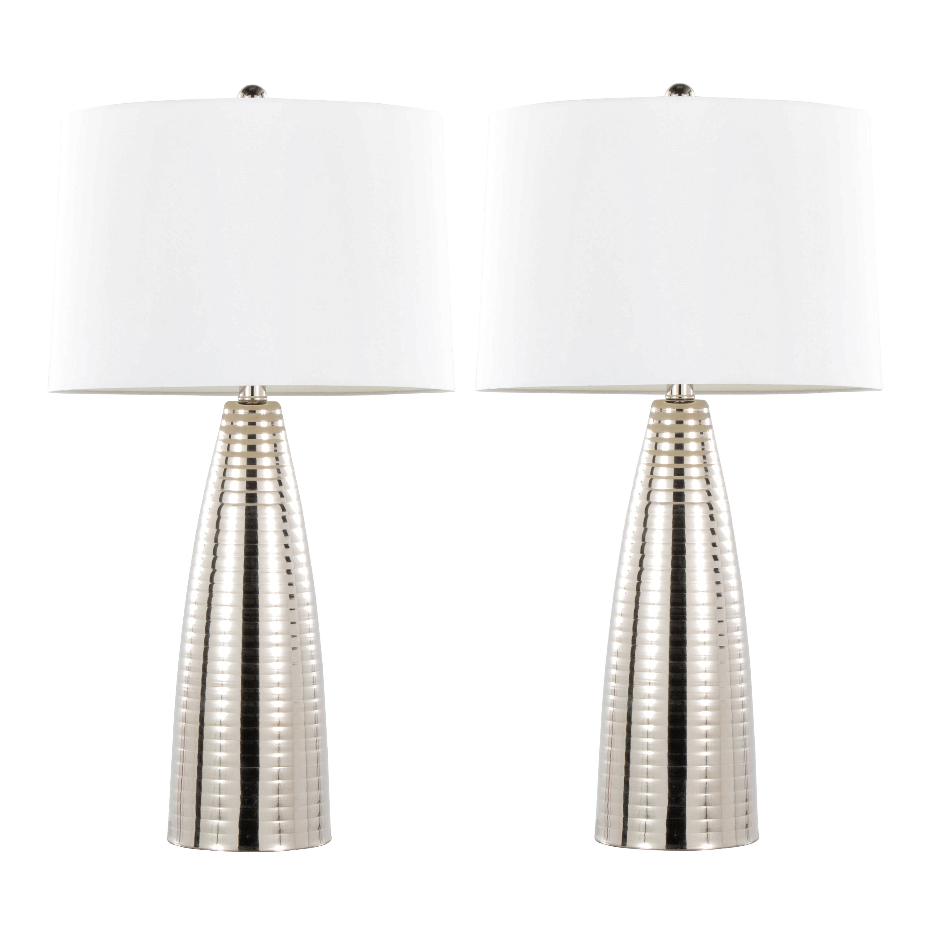 Hokku Designs Maya 27" Contemporary Metal Table Lamp With White Linen ...