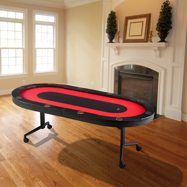 VEVOR 90.2'' 10 - Player Red Foldable Poker Table | Wayfair