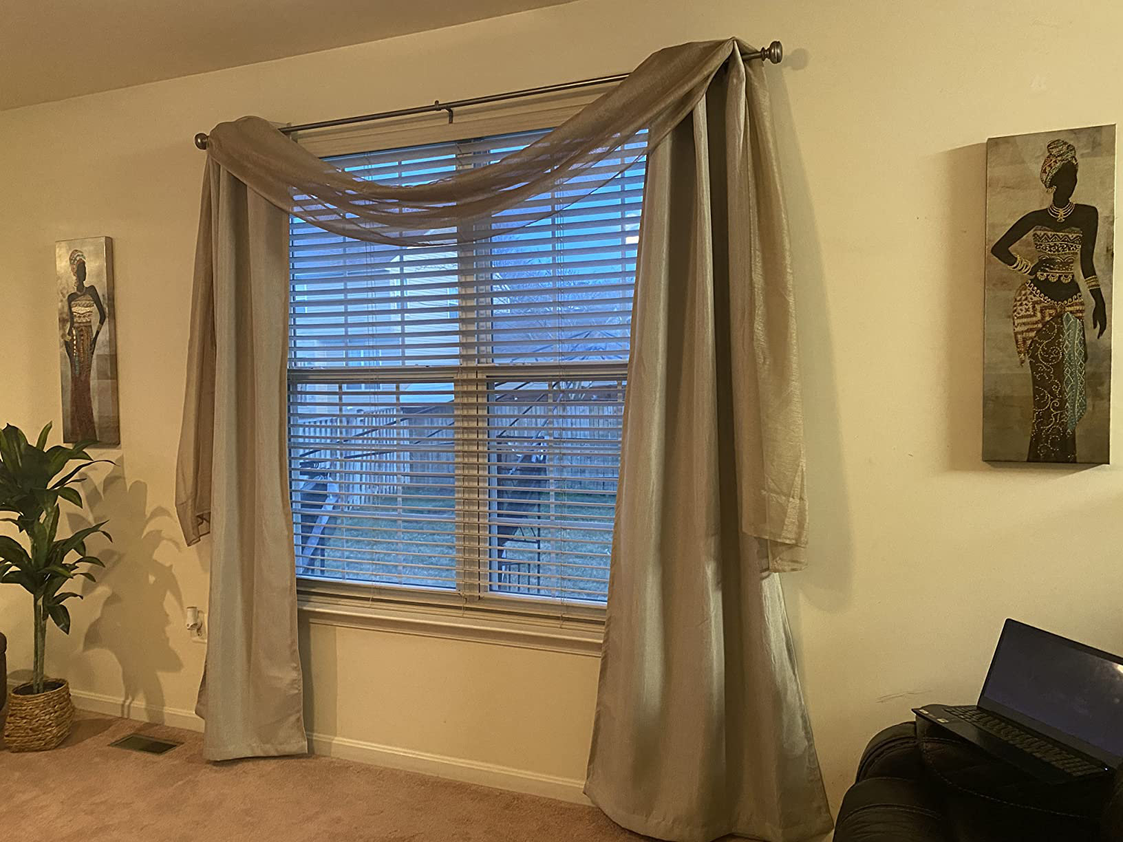 Latitude Run® Luxury Soft Gray Semi Sheer Curtain Scarf 144 Inches Long ...