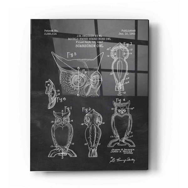 17 Stories Scarecrow Owl Blueprint Patent Chalkboard On Plastic ...