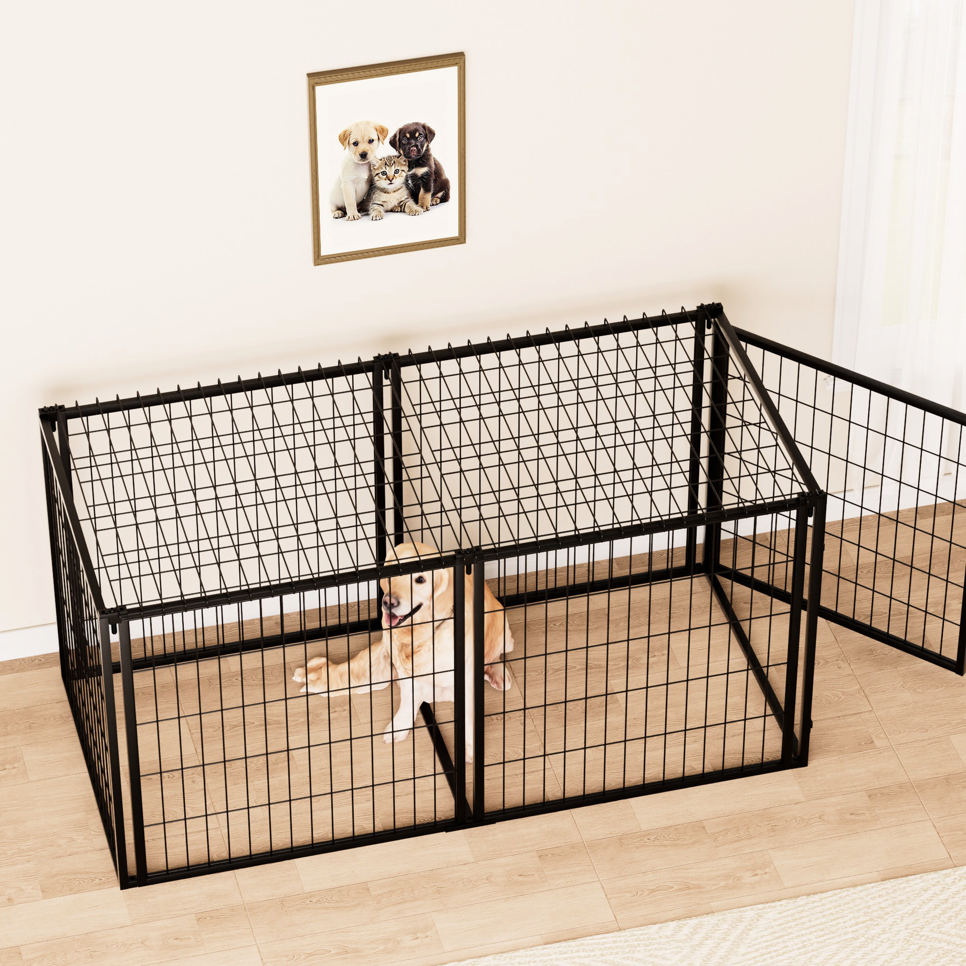 Archie & Oscar™ Indoor Dog Crate 63" For Small Medium Dogs, Iron Pet ...