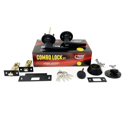 Premier Lock Complete Entry Lever Set with Single Cylinder Deadbolt ...