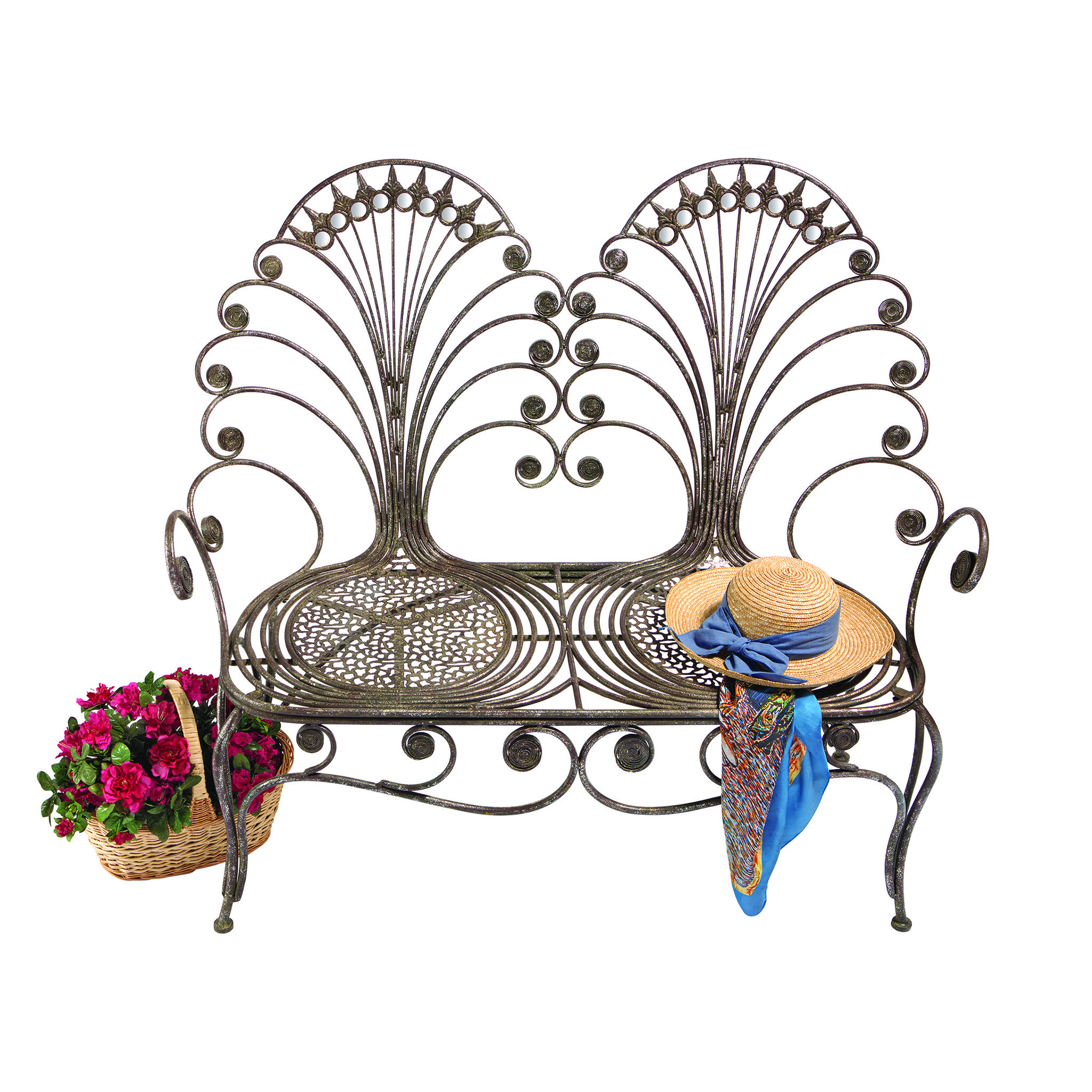 Design Toscano Grand Peacock Metal Garden Loveseat Bench & Reviews ...