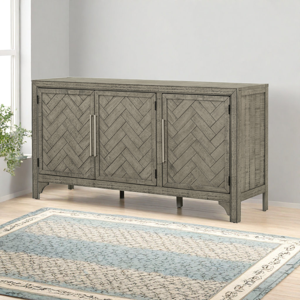 August Grove® 60" Classic Sideboard – Pine Veneer Storage Cabinet with ...