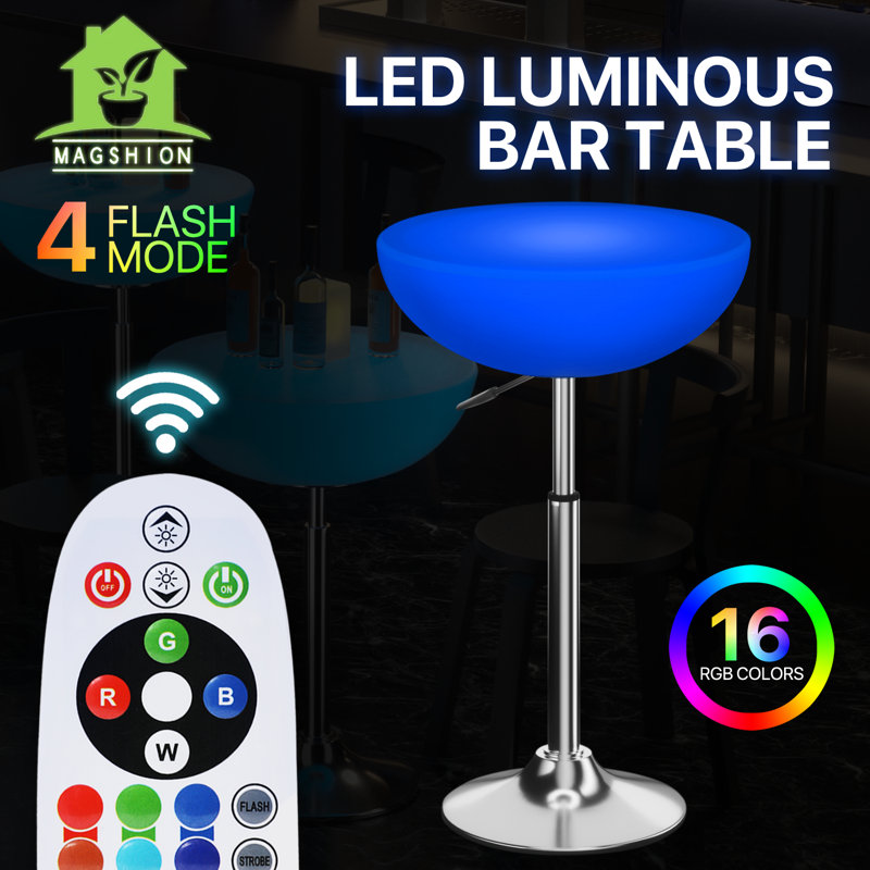 Orren Ellis Lindella LED Light Up 16 Color Changing Bar Stool Table ...