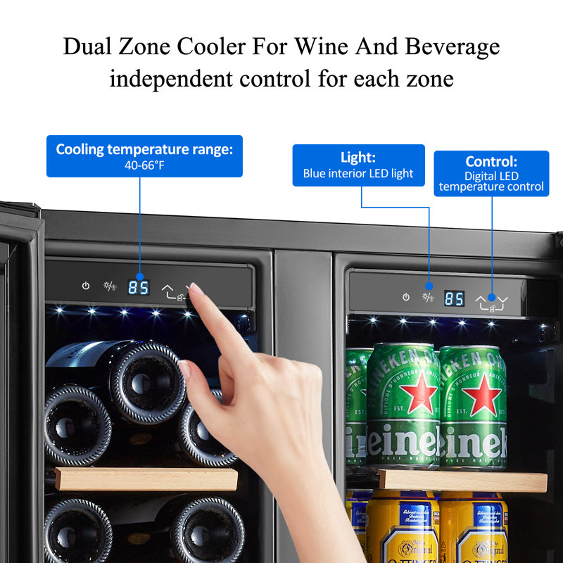 BODEGA 23.43'' 17 Bottle and 41 Can Dual Zone Wine & Beverage ...