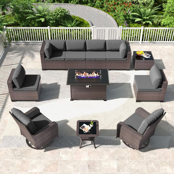 Lark Manor 8 - Person Outdoor Furniture Rattan Patio Set With PE Rattan ...