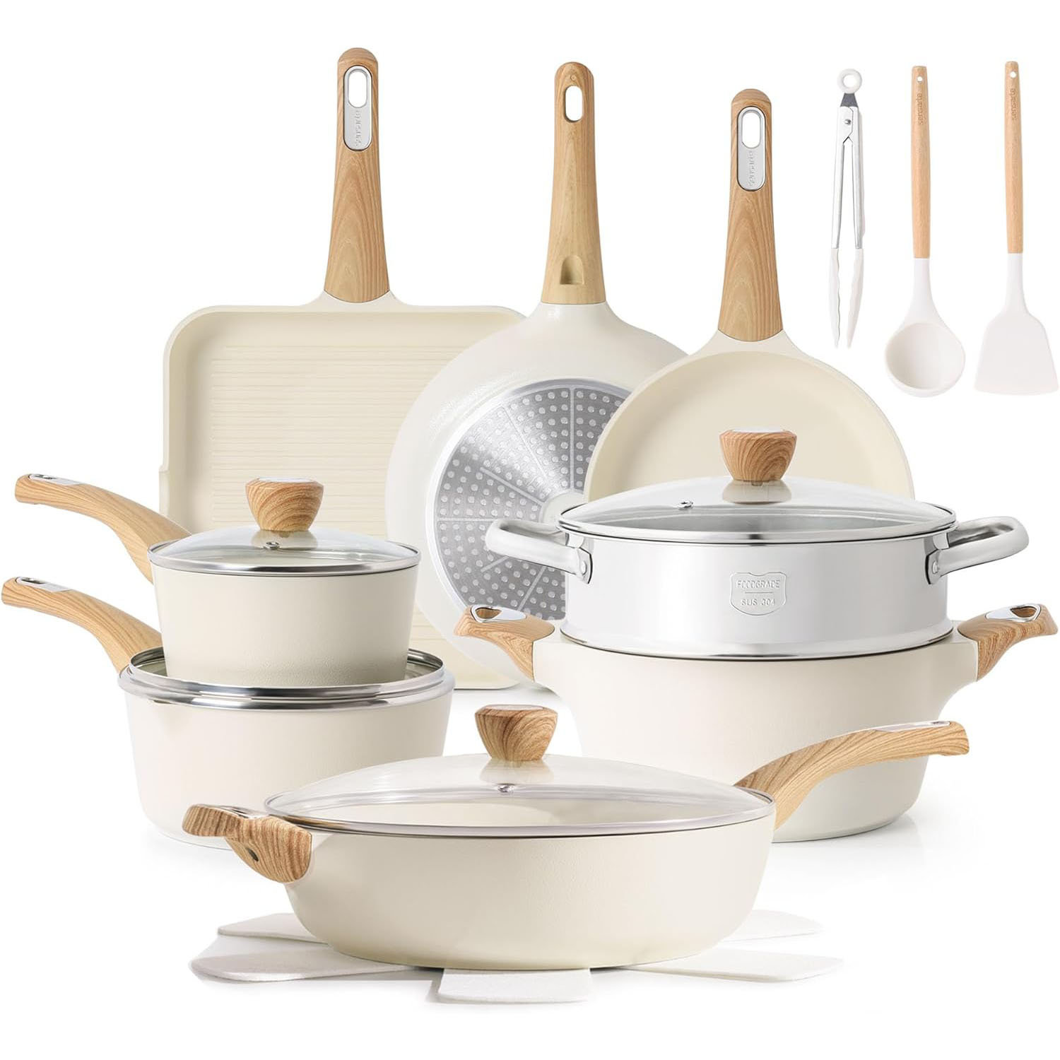 BN-LINKKL Ceramic Cookware Sets, Pots And Pans Set Nonstick, 20-Piece ...