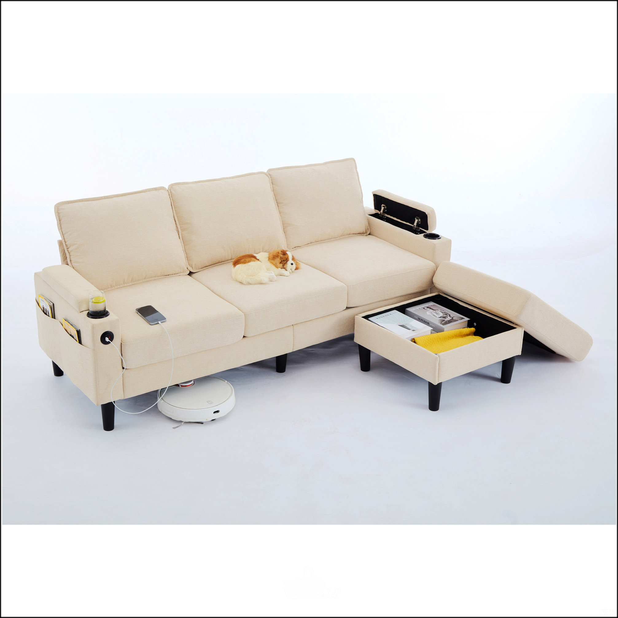Latitude Run® 3-Seat Combo Sofa With Storage Ottoman - Wayfair Canada
