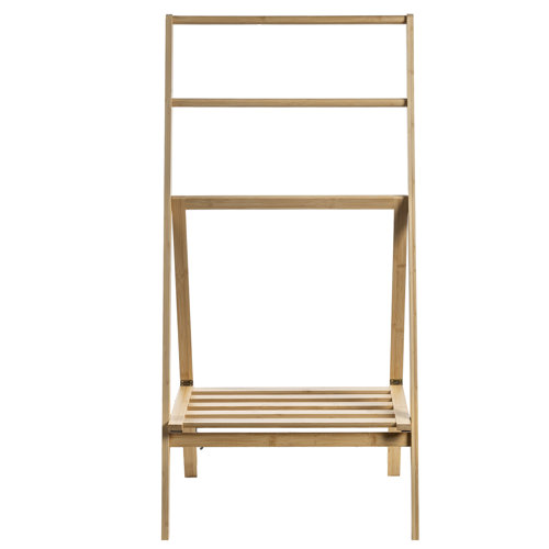 Millwood Pines Foldable Beige Freestanding Bamboo Blanket Rack| Wayfair