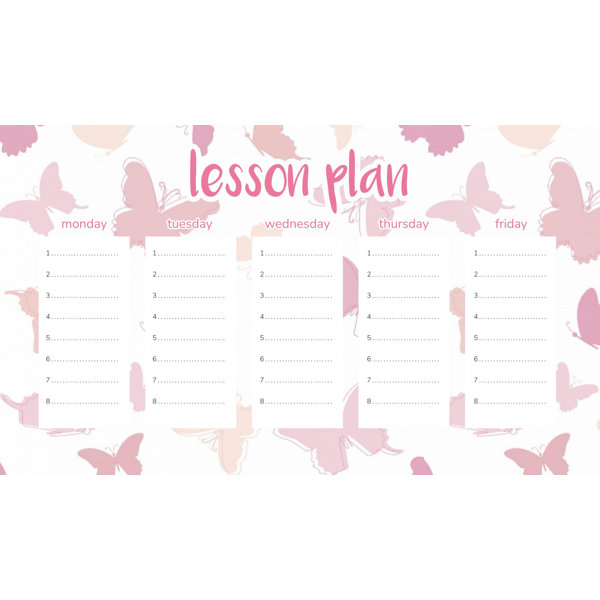 Wallvy Magnetic Lesson Plan Delicate Pink Butterflies | Wayfair.co.uk