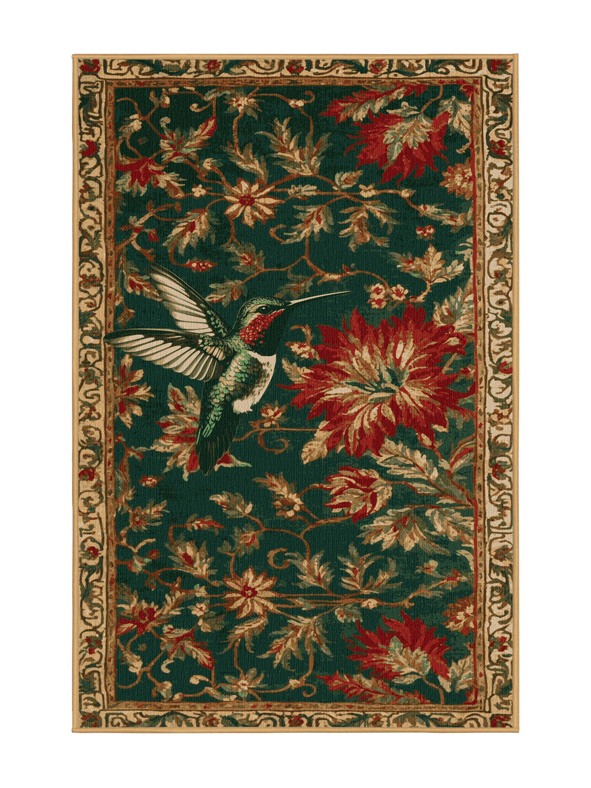 Bloomsbury Market Washable Ruby throated Hummingbird Birds Area Rug ...