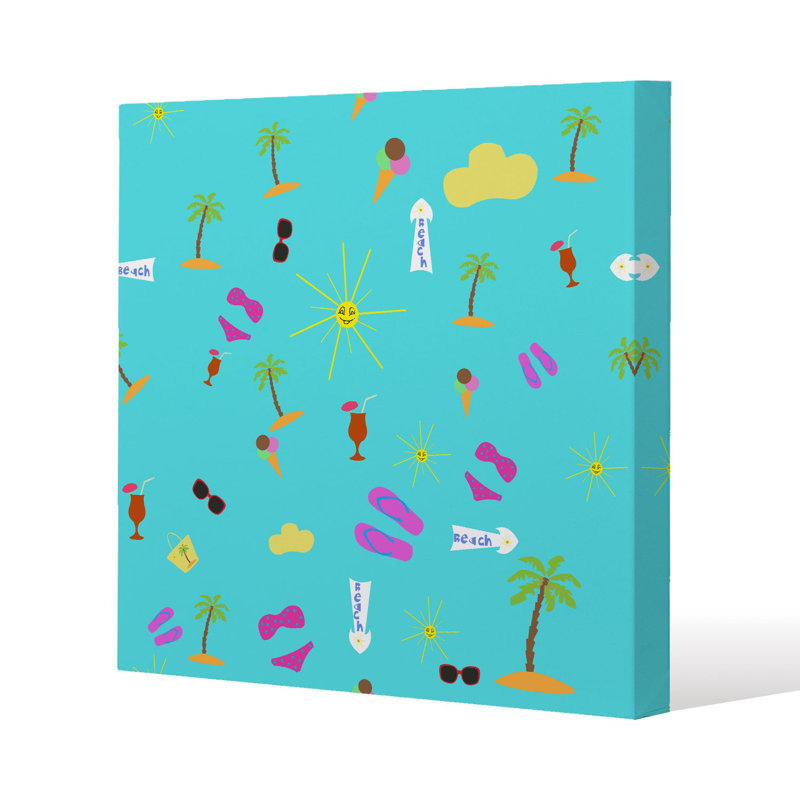 World Menagerie Beach Cartoons Slim Style Canvas Print , 15mm Slim Real ...