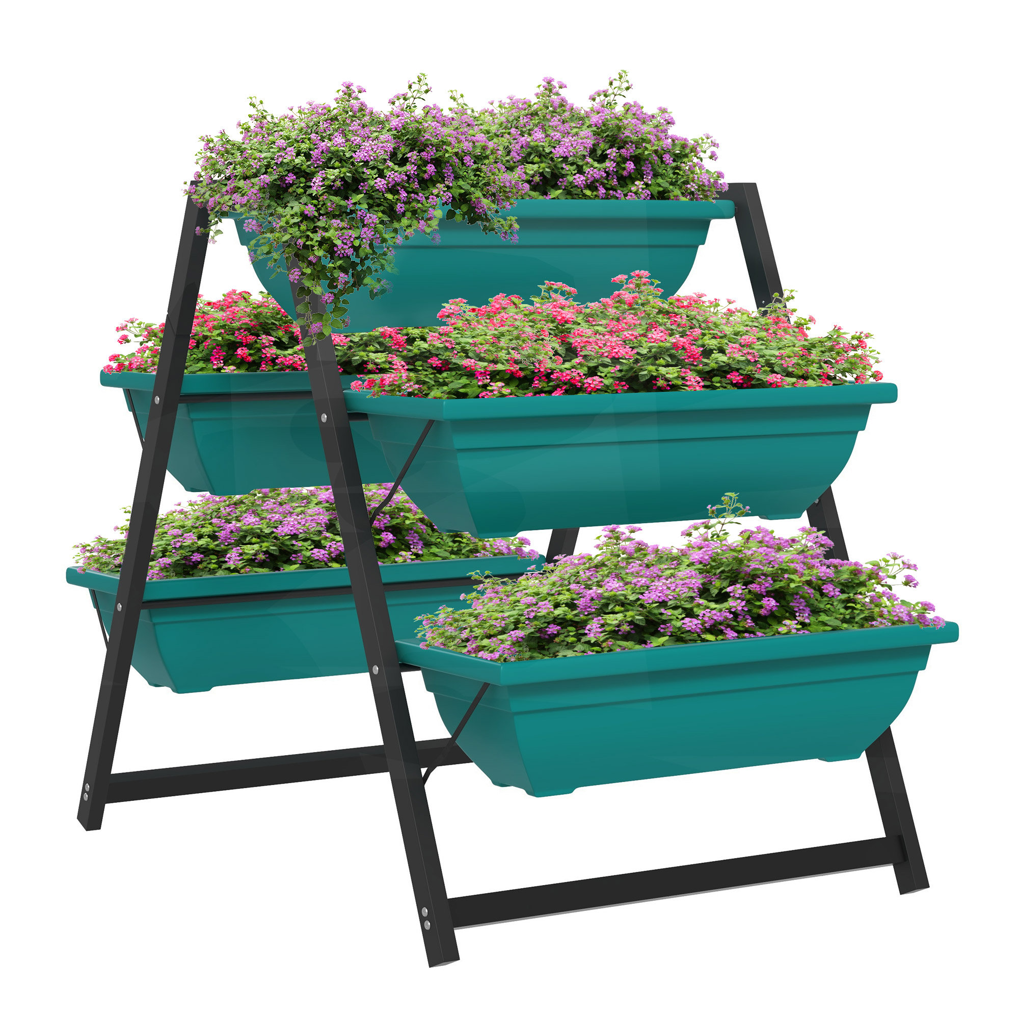 Arlmont & Co. Seneka 3-Tier Vertical Raised Garden Bed with 5 Container ...