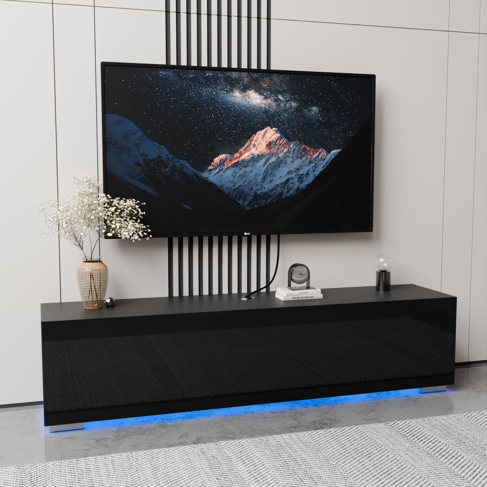 Wade Logan® Arcelay Anthrone Floating TV Stand for TVs up to 63", Wall ...