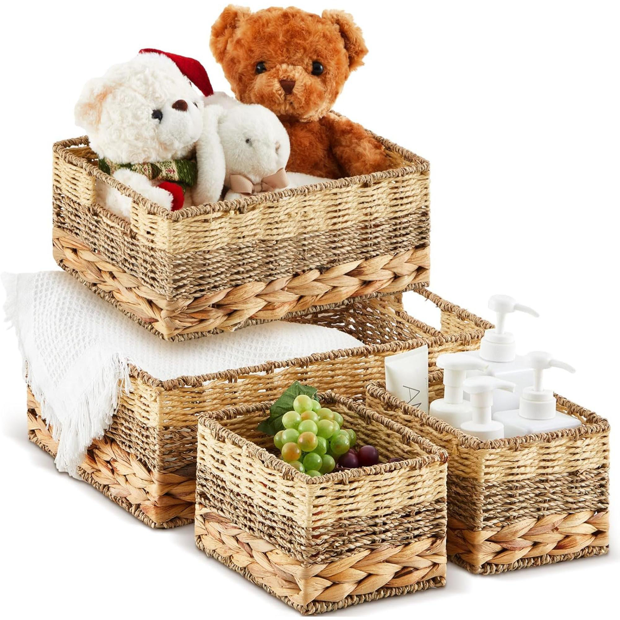 Beachcrest Home 4 paniers de rangement en osier pour l'organisation, paniers tissés en jacinthe ...