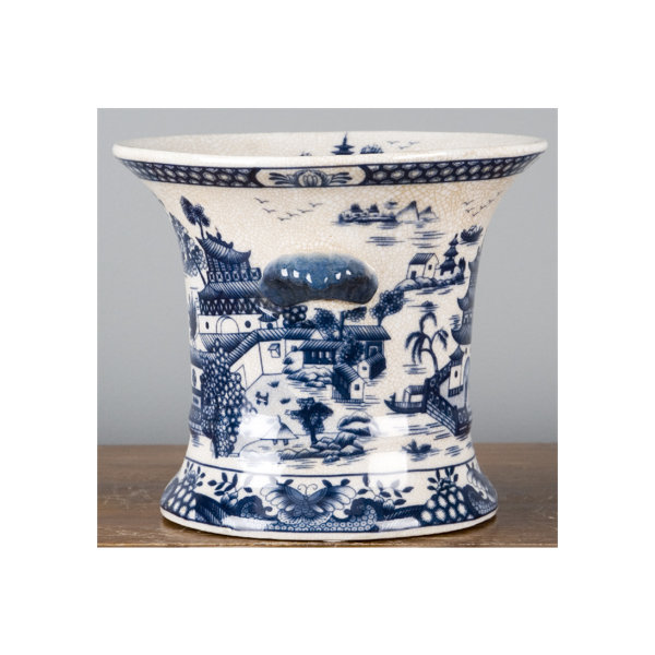 Danny's Fine Porcelain Porcelain Pot Planter - White/Blue Willow | Perigold