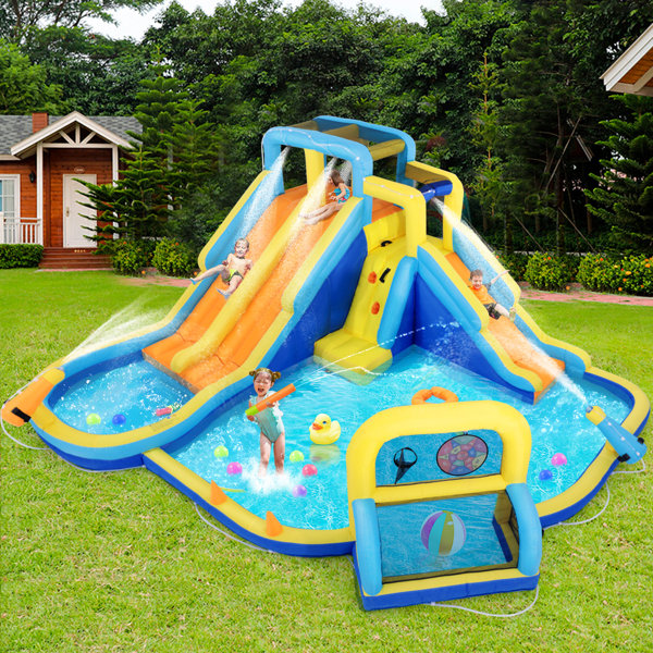 Joyldias 3 Slides Inflatable Bounce House,680w Air Blower Slide Bouncer ...