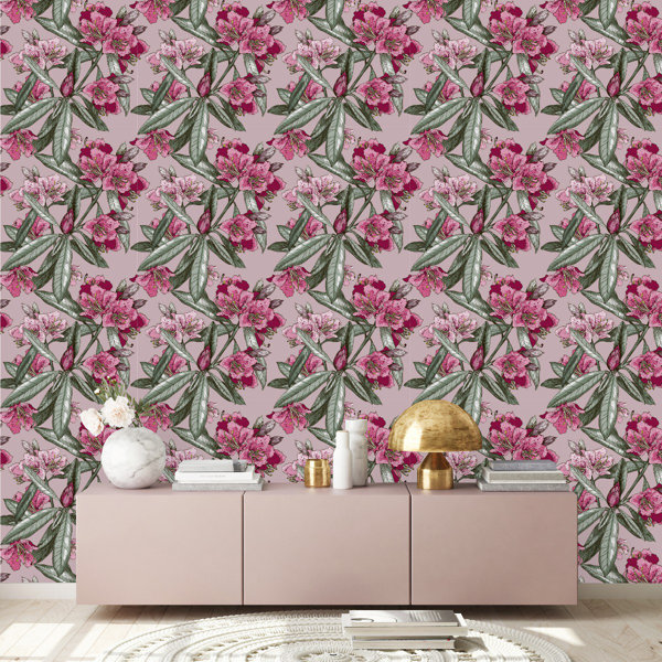 Red Barrel Studio® Pink Floral Wallpaper Peel & Stick Floral Roll | Wayfair