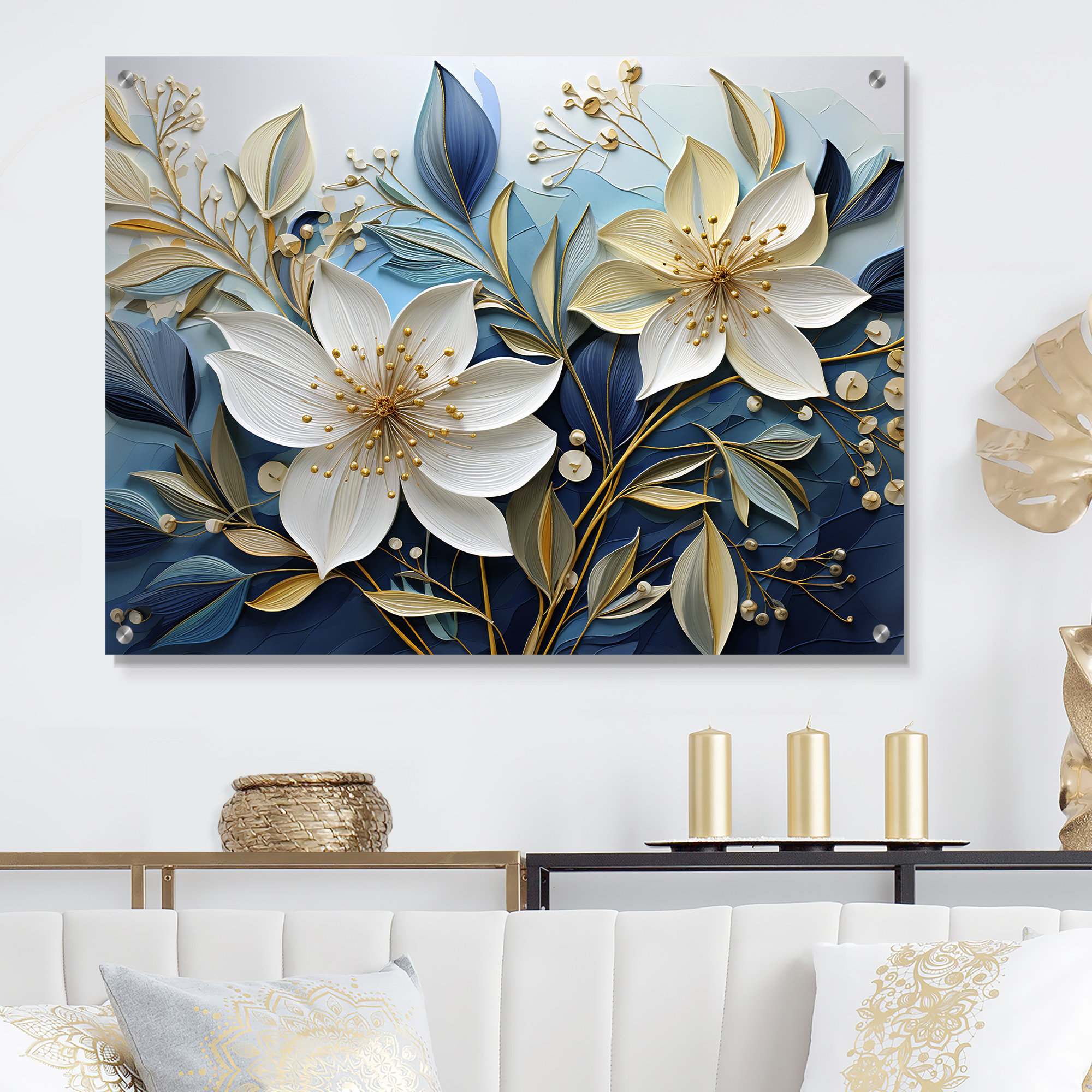 Mercer41 Blue Botanical Rhythms V - Abstract Botanicals Acrylic Wall ...