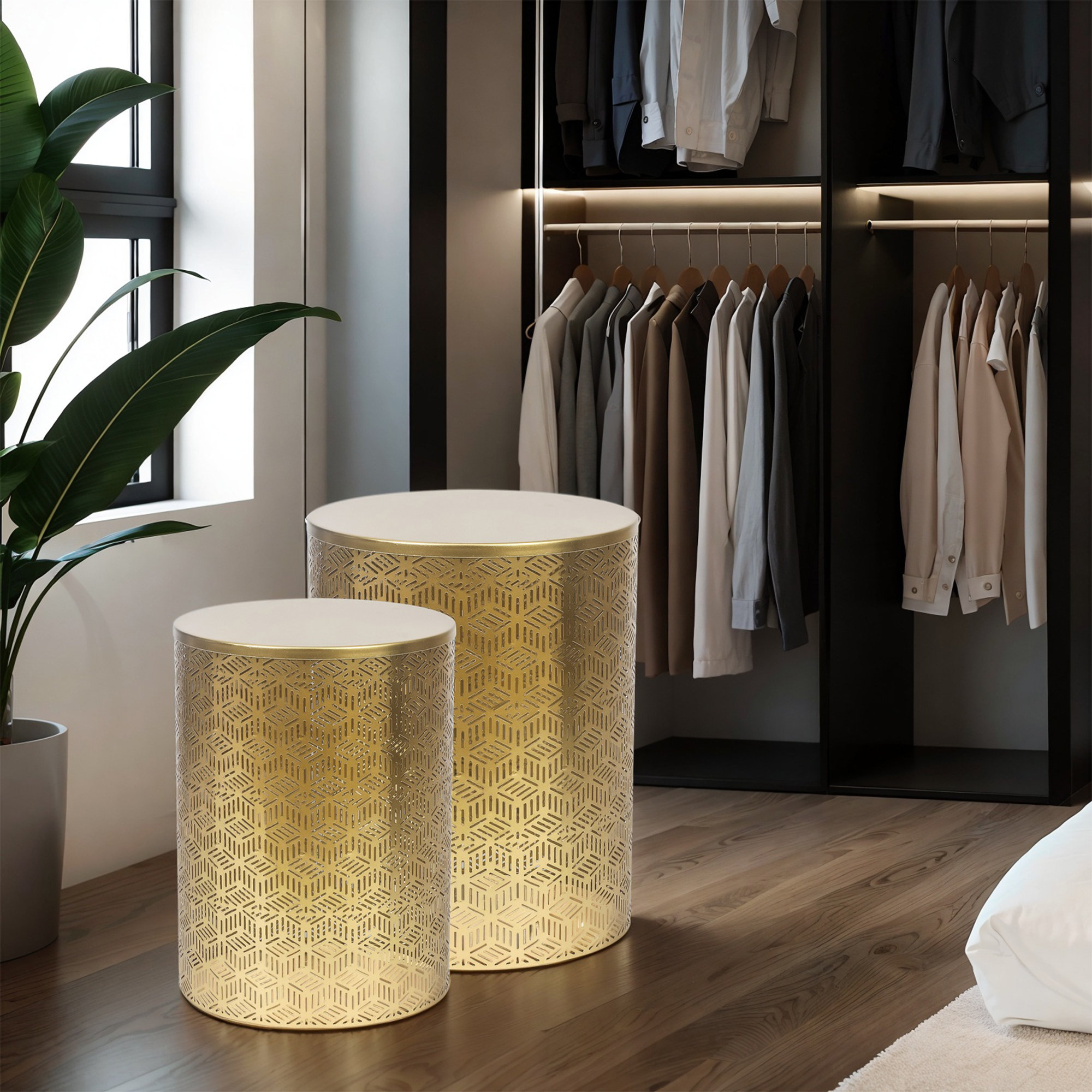 Wrought Studio Hollow-Carved Round Metal End Tables Set - Wayfair Canada