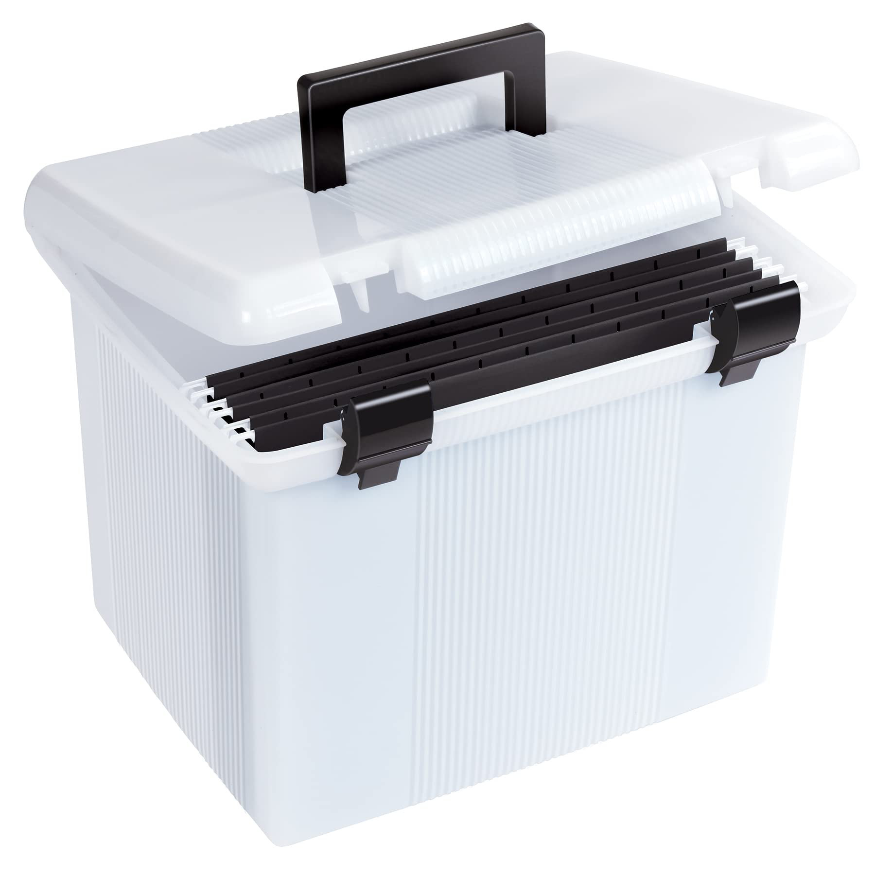XIXIXIANGRONGAA Portable File Box, Frosted White, Hinged Lid With ...