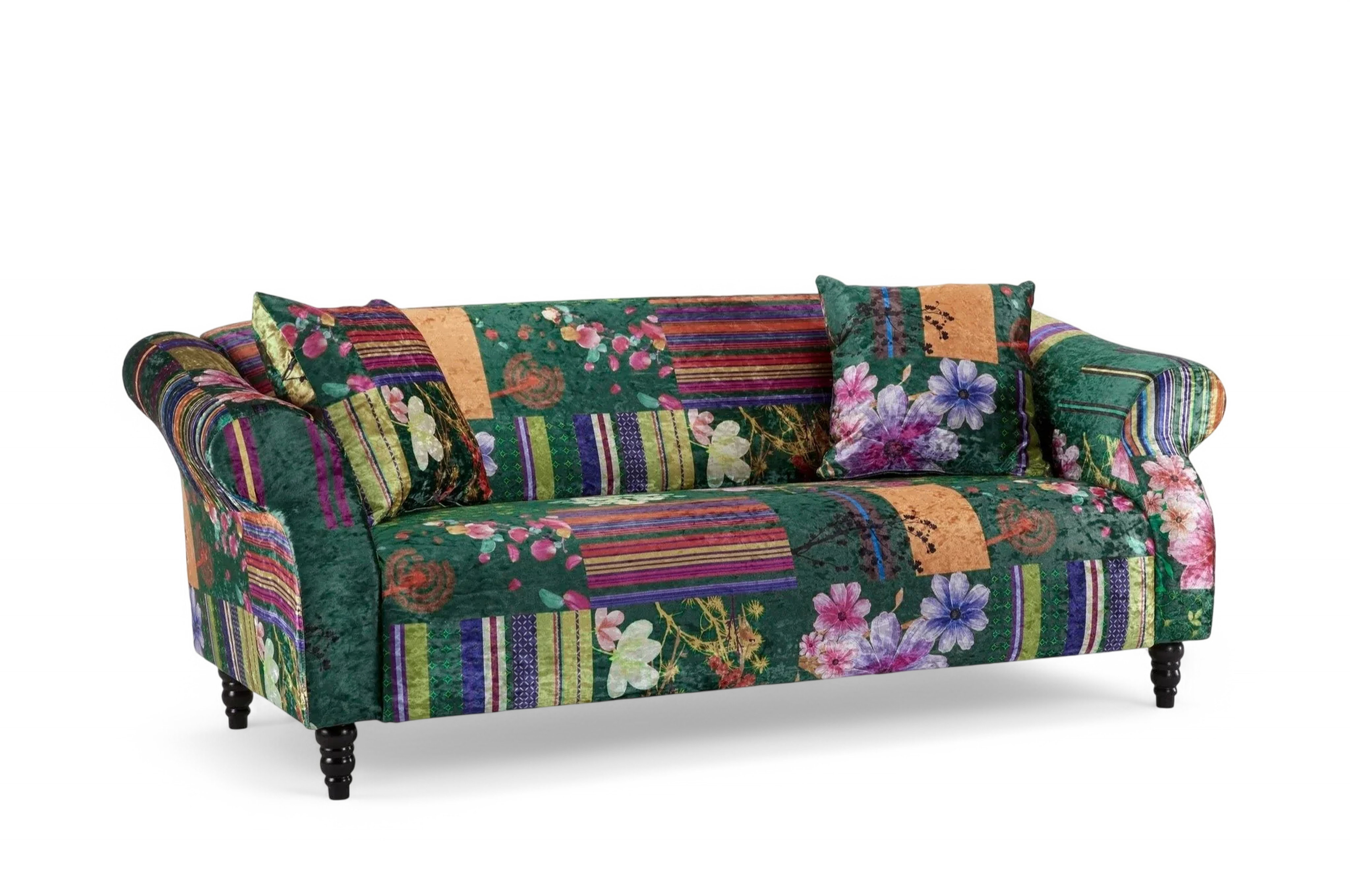 ClassicLiving Forsyth 3 Seater Crushed Velvet Patchwork Sofa & Reviews ...