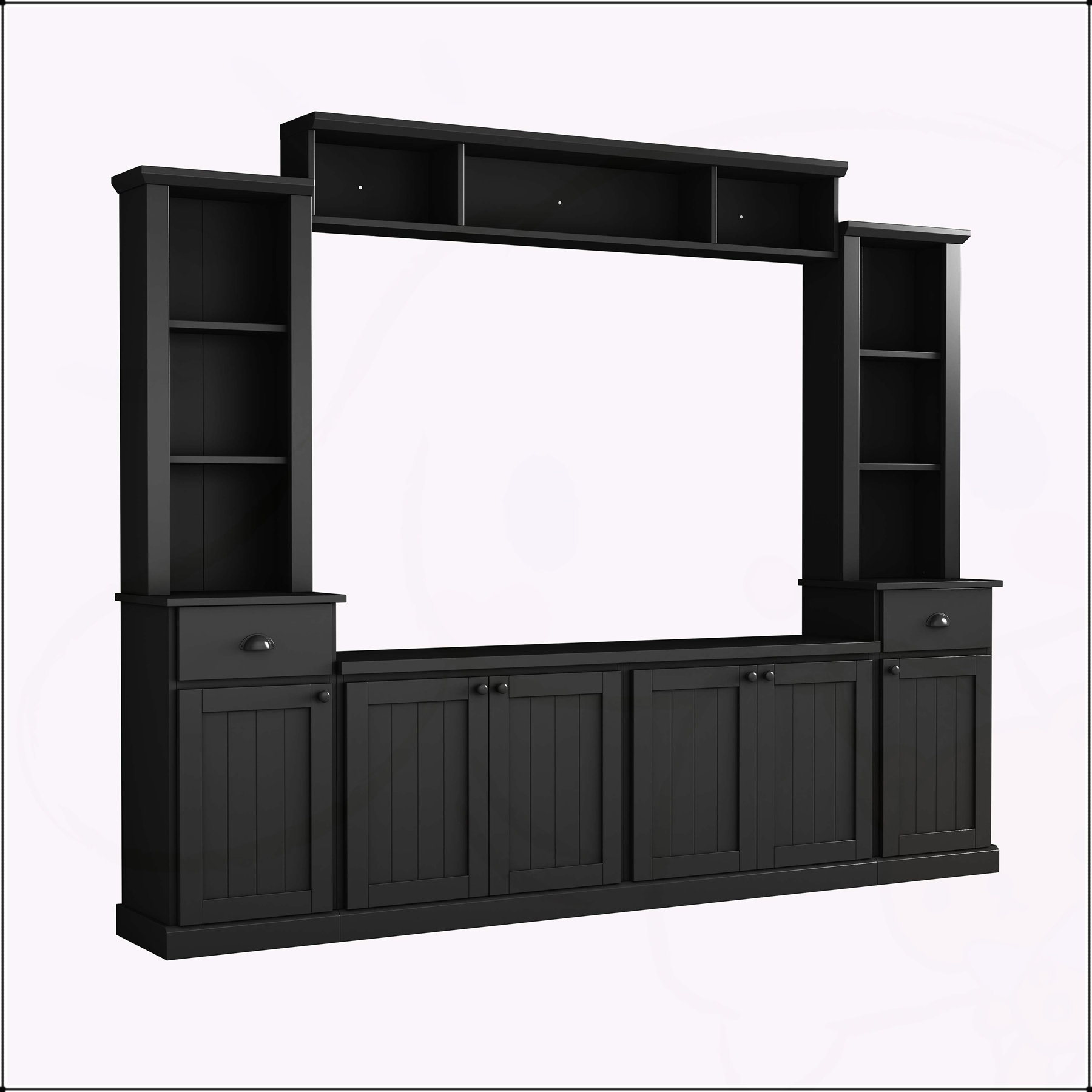 Lark Manor™ Minimalist Entertainment Wall Unit Set with Bridge for TVs ...