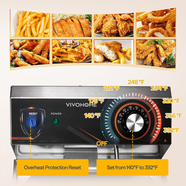 VIVOHOME 11l Extra Large Stainless Steel Elextric Deep Fryer | Wayfair