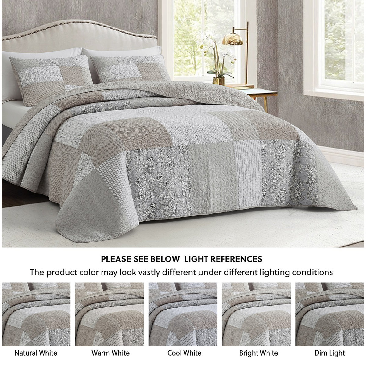 Chezmoi Collection Quinn Cotton Patchwork Reversible Quilt Set ...