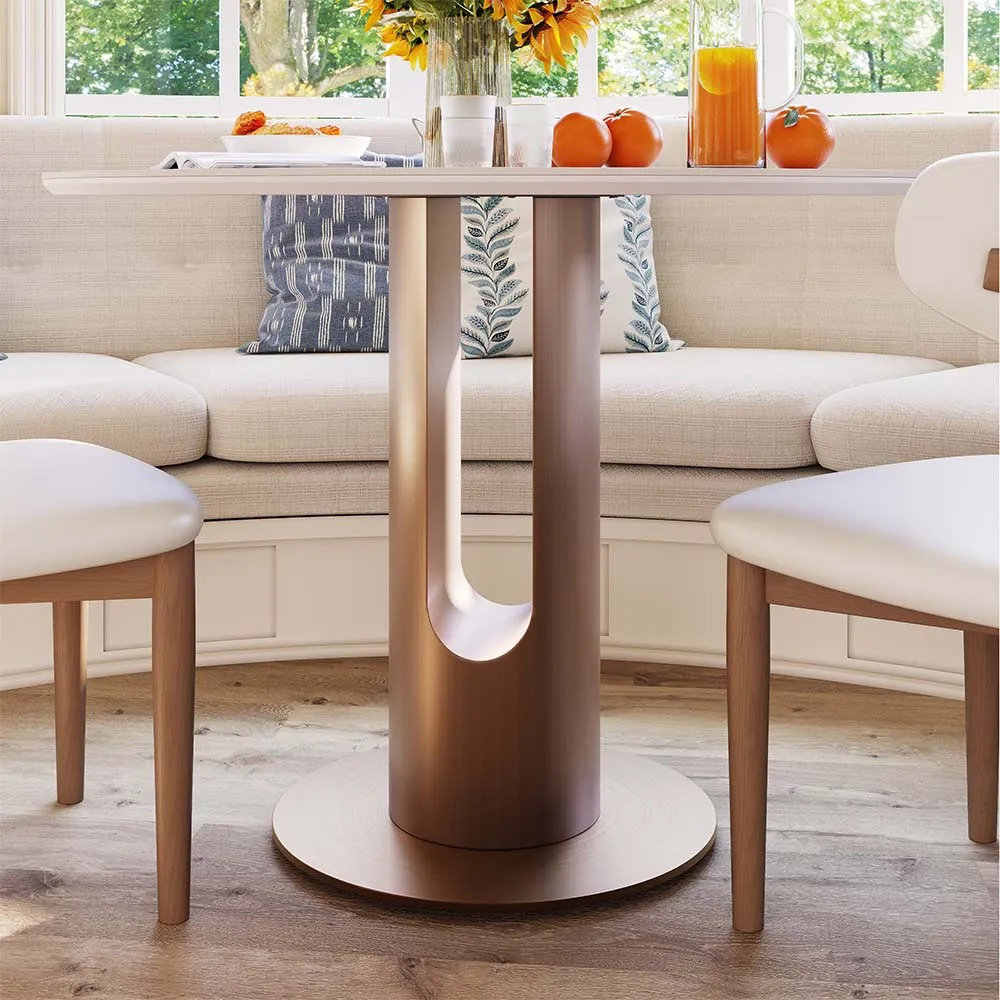 Wrought Studio™ Nagela Modern Glossy Sintered Stone Round Dining Table ...