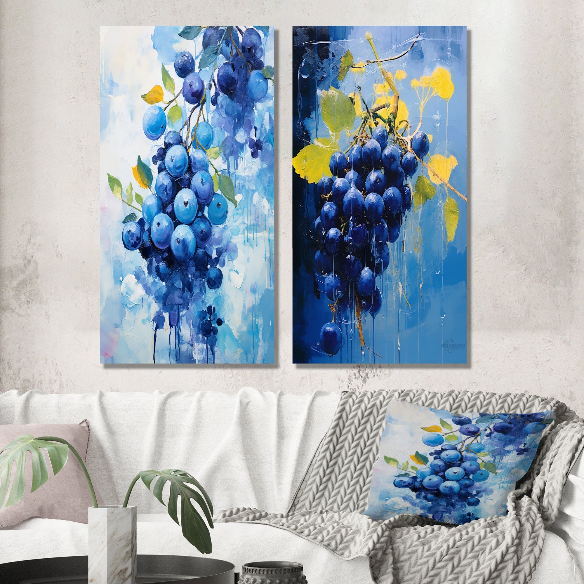 Lark Manor™ Blueberry Blue Azure Assembly - Fruits Metal Prints Set Of ...